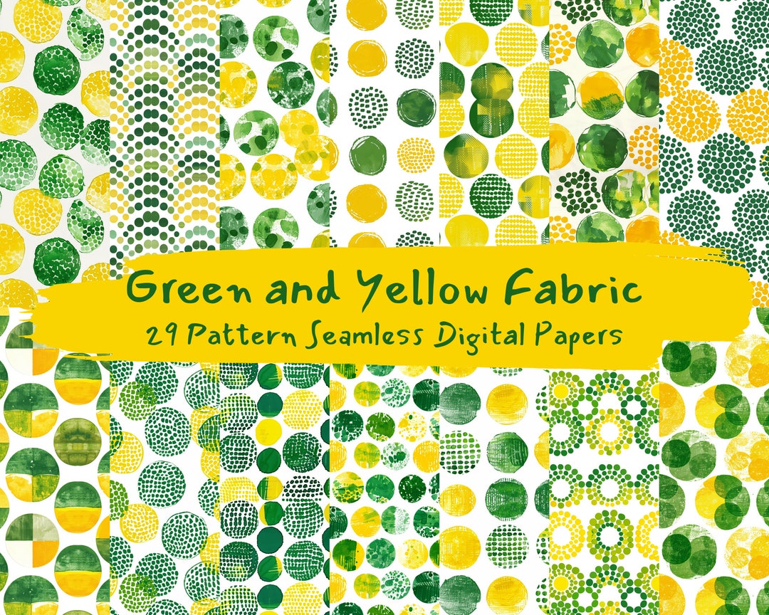 Green and Yellow Fabric Pattern Seamless Digital Papers - Printable ...