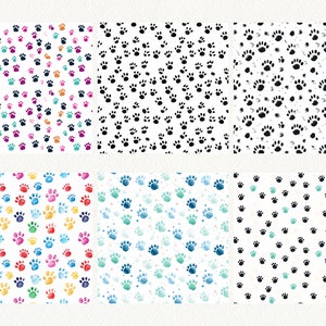 Dog Paw Print Seamless Digital Papers - Tile Patterns Printable ...