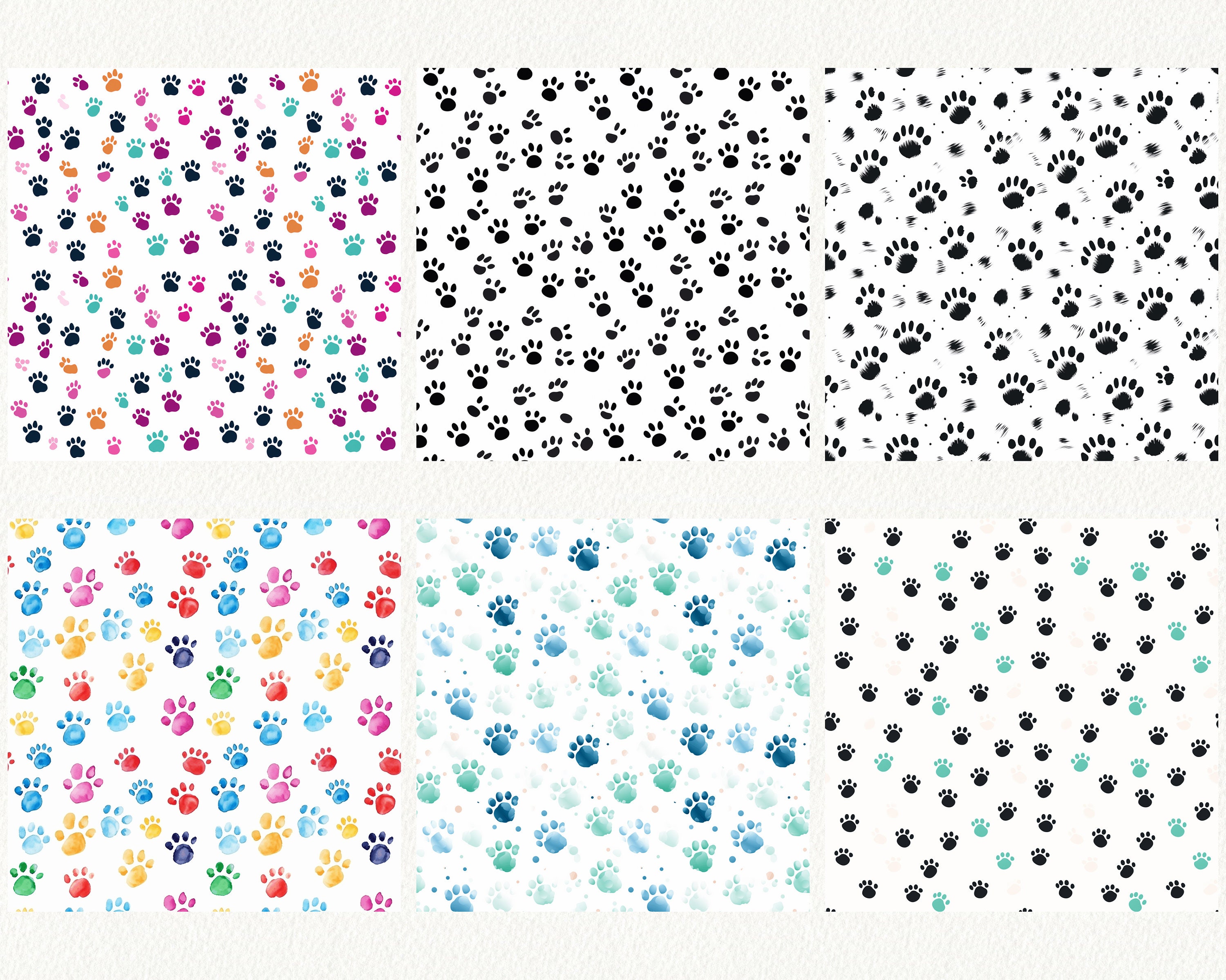 Dog Paw Print Seamless Digital Papers Tile Patterns Printable Scrapbook ...
