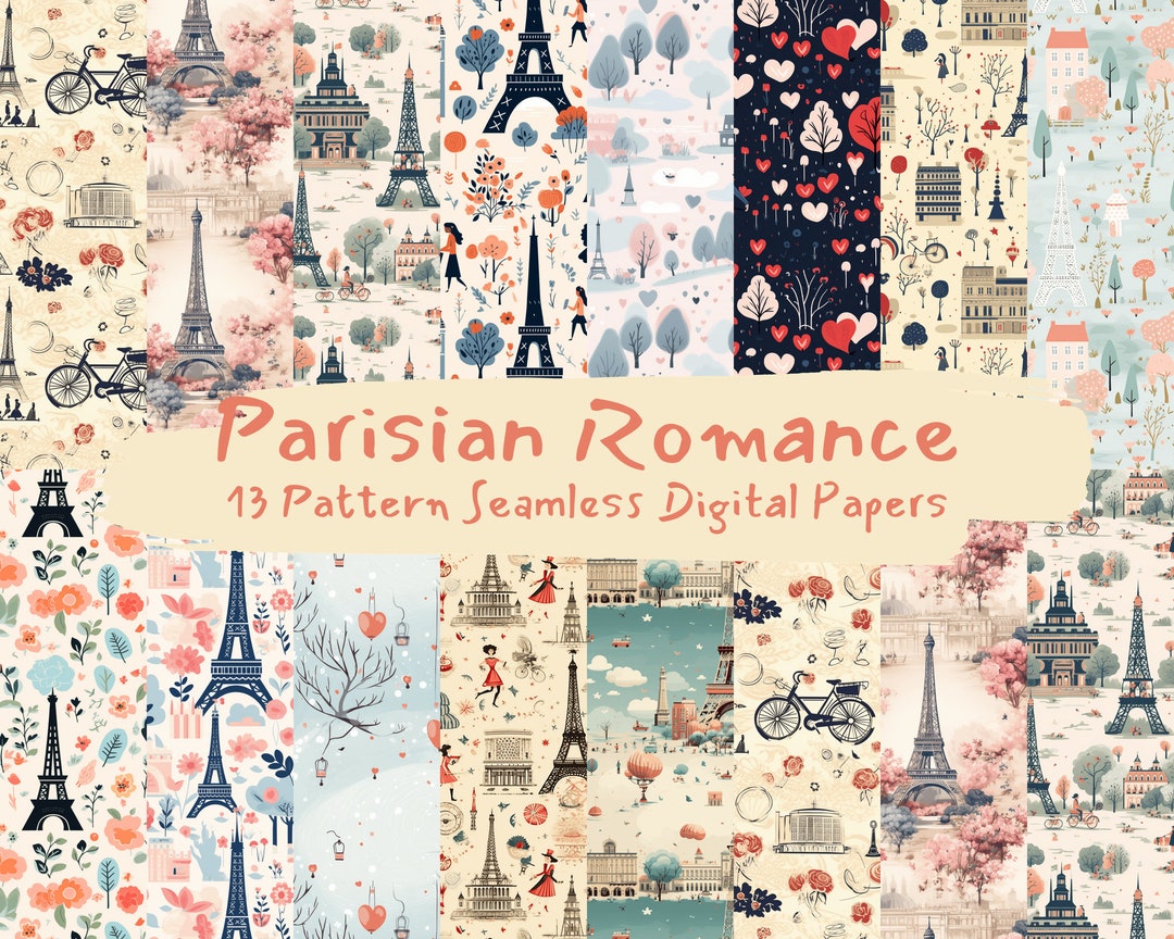 Parisian Romance Pattern Seamless Digital Papers - Tile Patterns ...