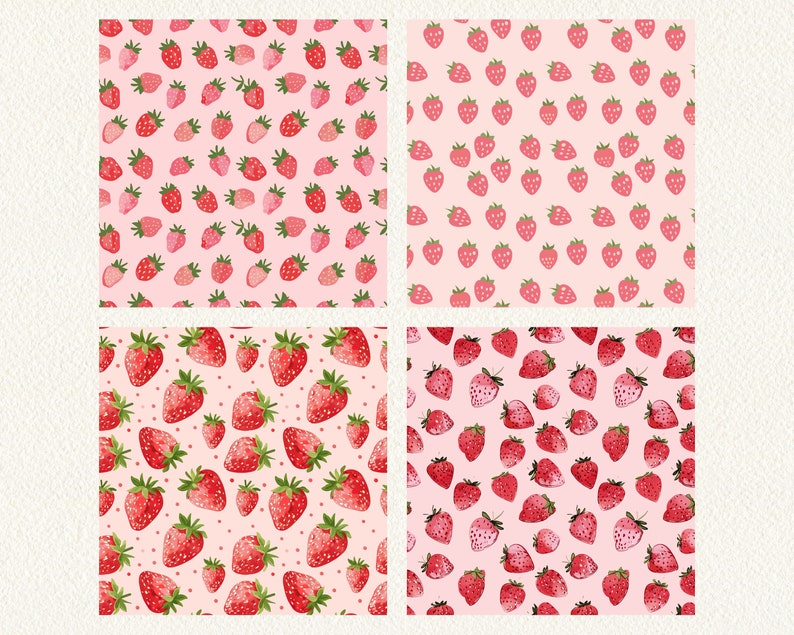 Strawberry Wallpaper Pattern Seamless Digital Papers Printable ...