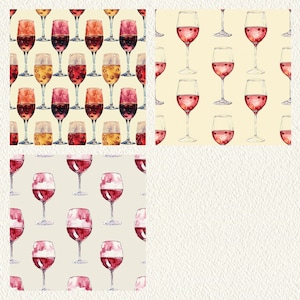 Wine Glass Pattern Seamless Digital Papers - Printable Scrapbook Paper ...