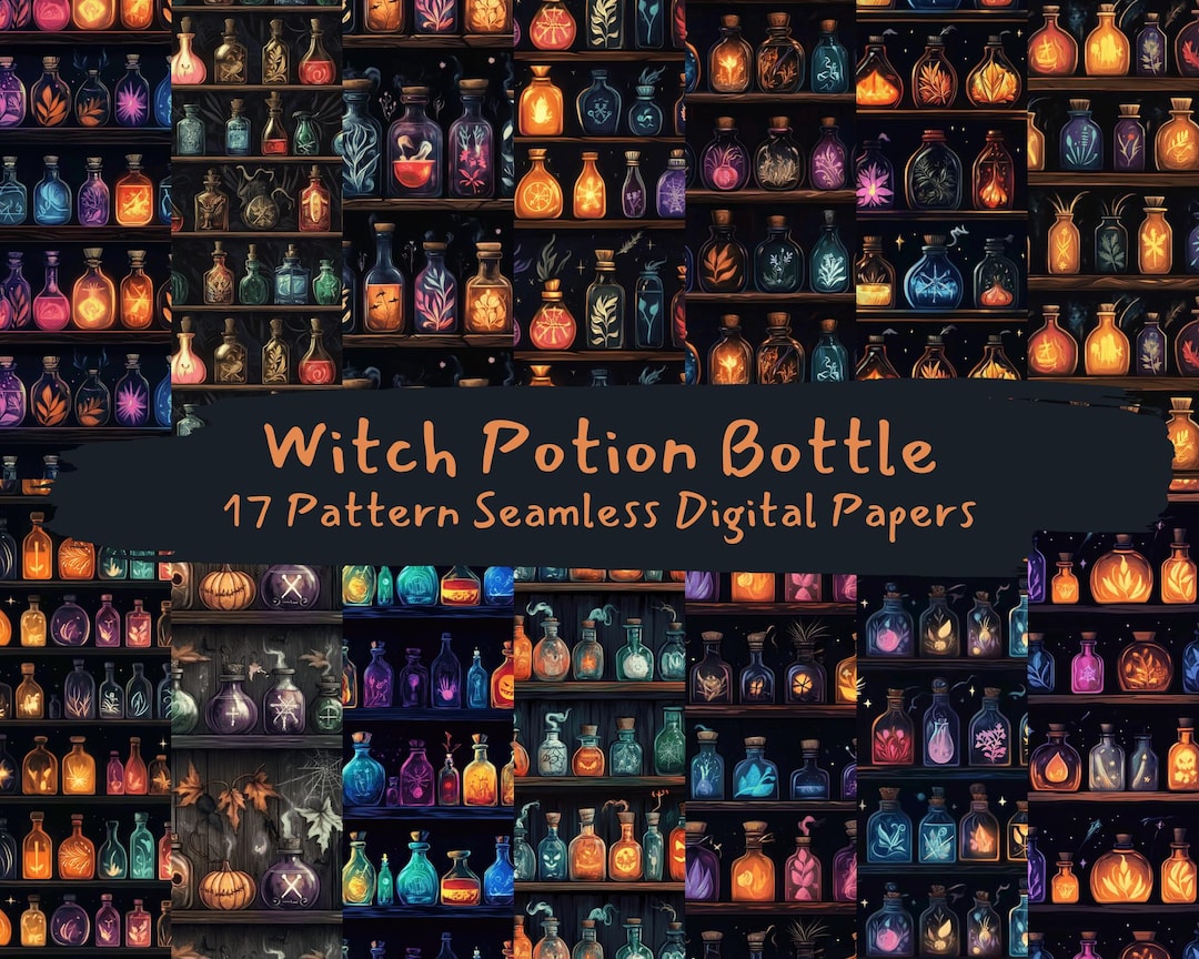 Witch Potion Bottle Pattern Seamless Digital Papers - Printable ...