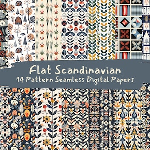 Flat Scandinavian Pattern Seamless Digital Papers - Printable Scrapbook ...