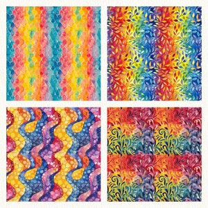 Rainbow Batik Pattern Seamless Digital Papers - Printable Scrapbook ...