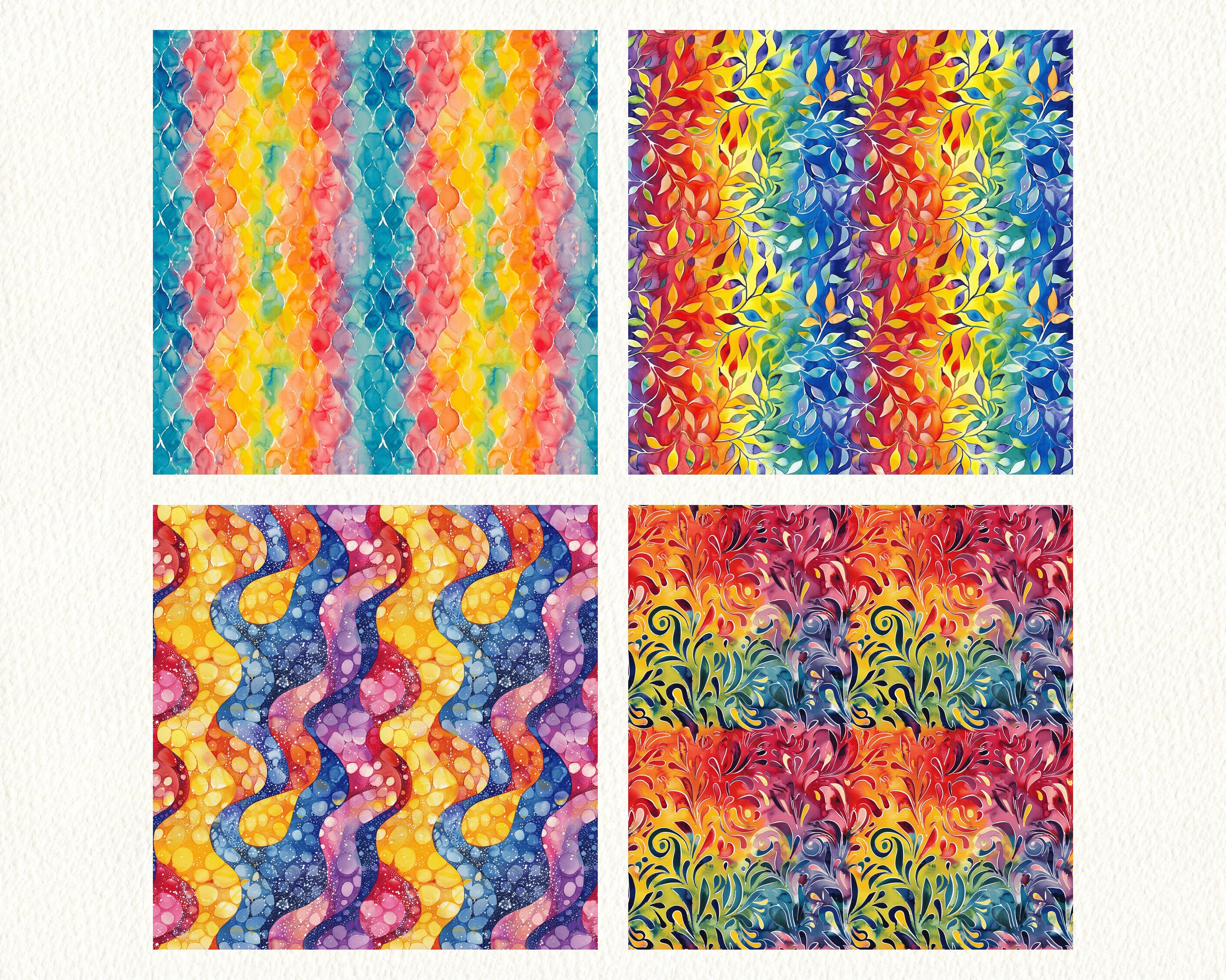 Rainbow Batik Pattern Seamless Digital Papers Printable Scrapbook Paper ...