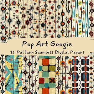 Pop Art Googie Pattern Seamless Digital Papers - Printable Scrapbook ...