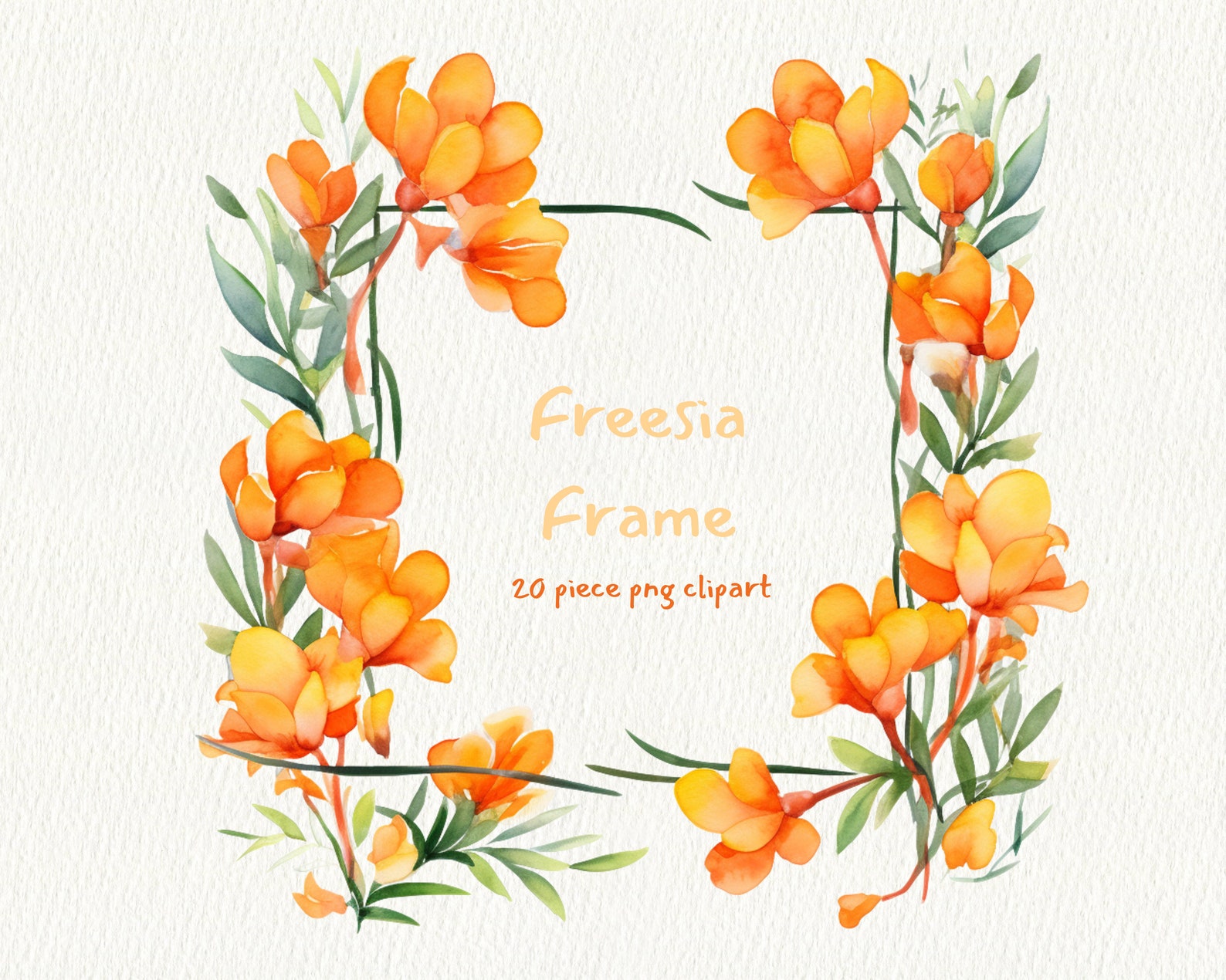 Freesia Frame, Digital Printable Clip Art Graphics in PNG Format ...