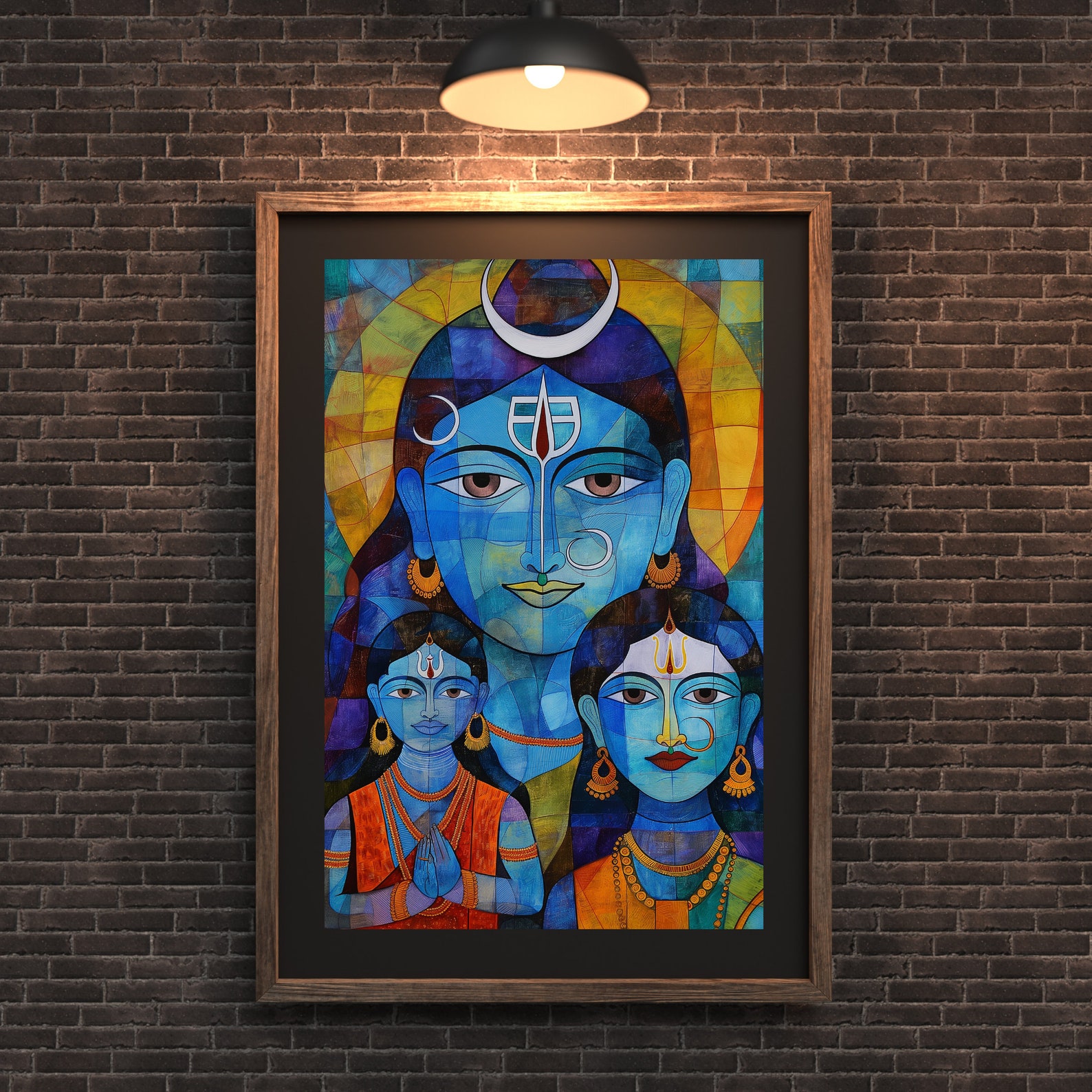 Divine Trio Shiva and Parvati Digital Wall Art - Vibrant Printable ...