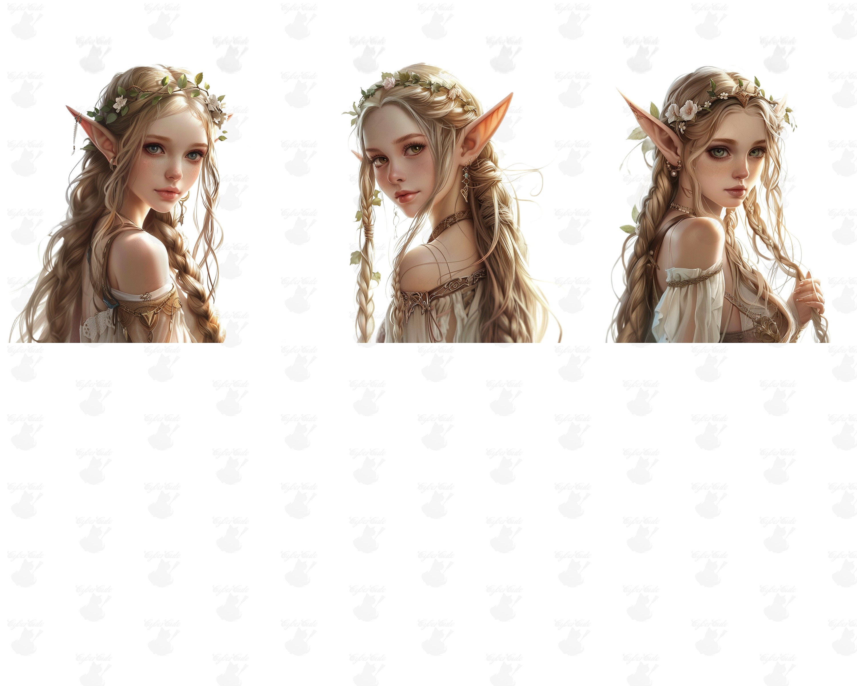 Elf Girl Digital Printable Clipart Bundle in PNG Format Transparent ...