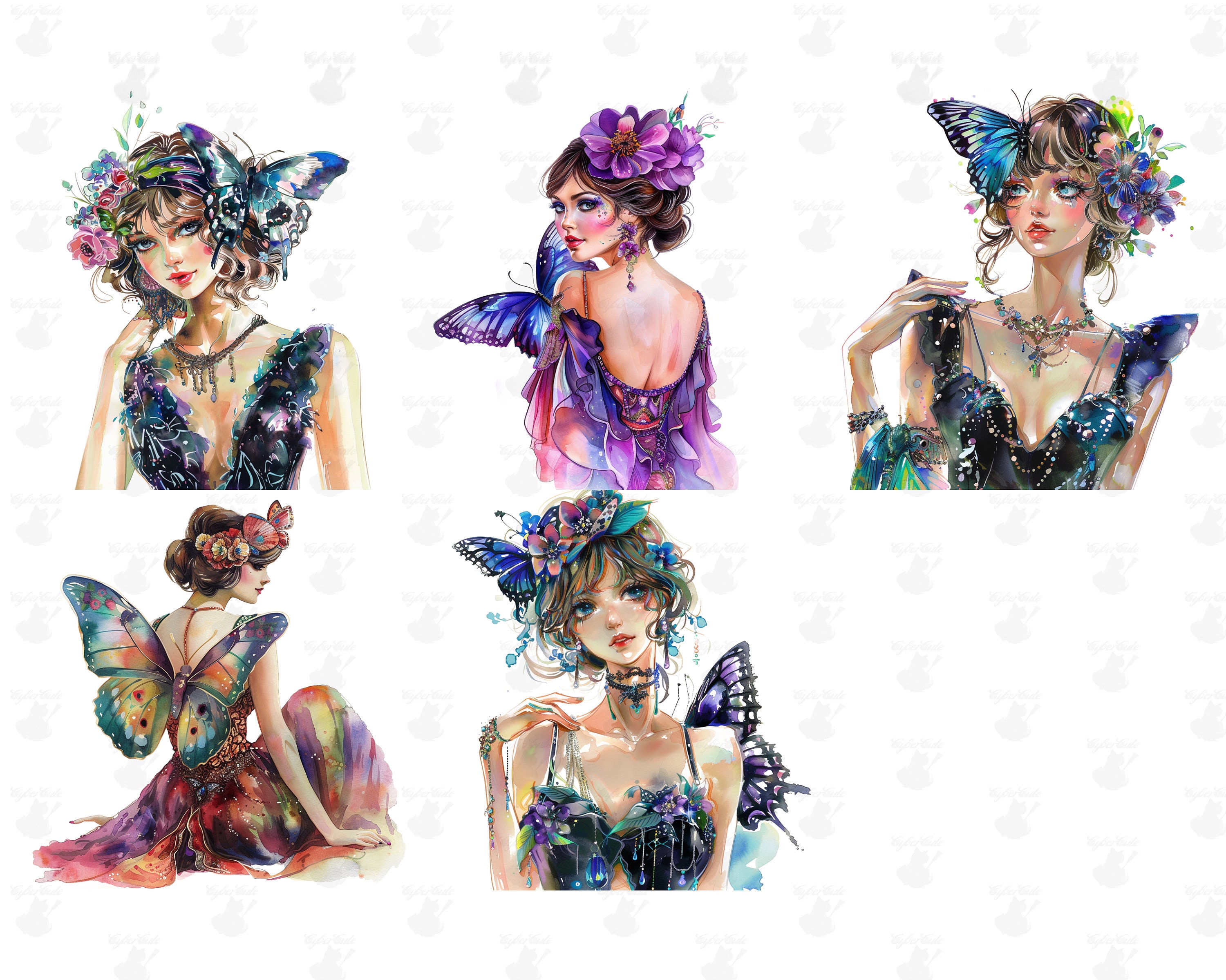 Butterfly Elf Digital Printable Clipart Bundle in PNG Format ...