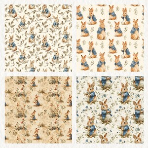 Vintage Style Rabbit Pattern Seamless Digital Papers - Printable ...