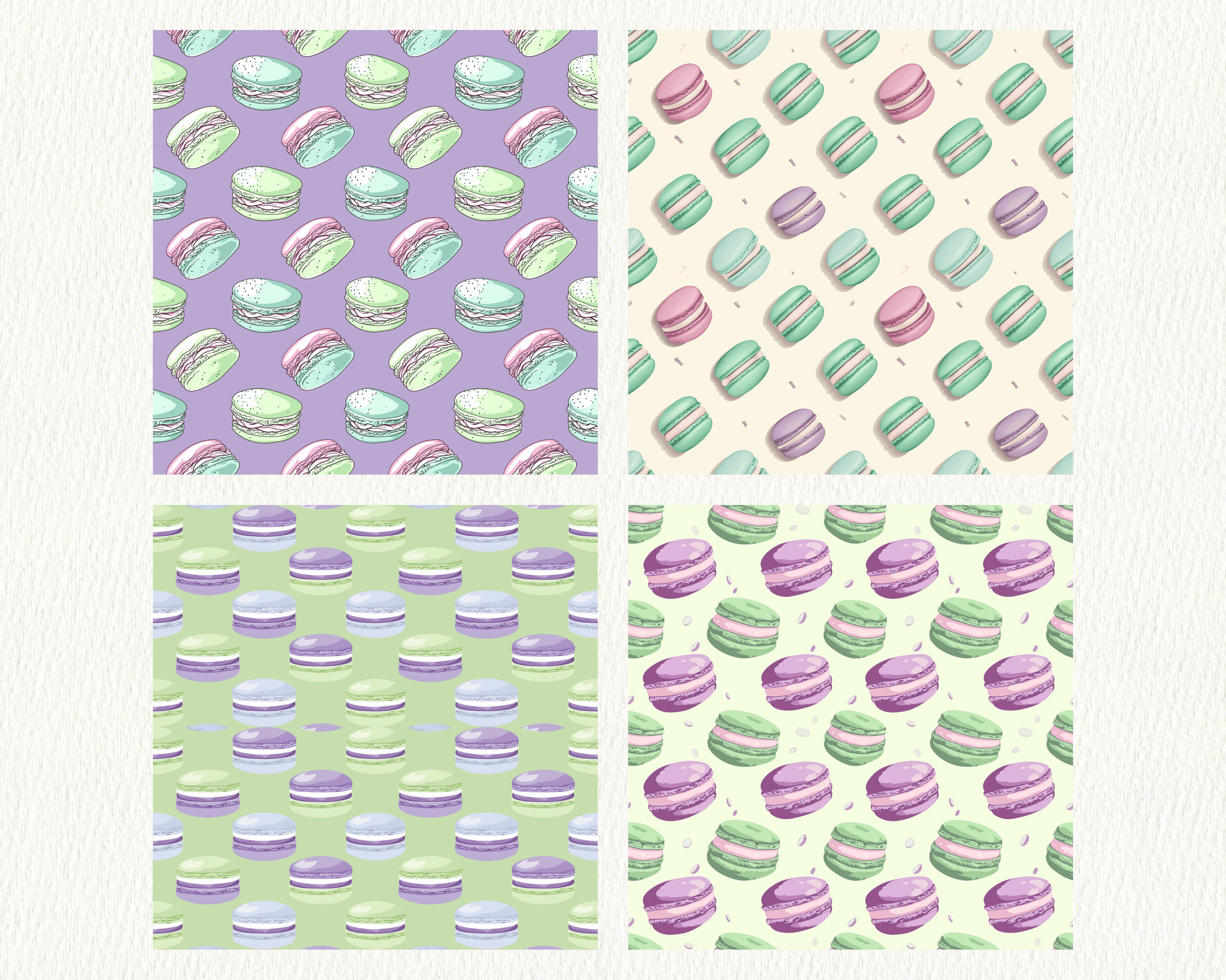 Pastel Macarons Pattern Seamless Digital Papers Tile Patterns Printable ...