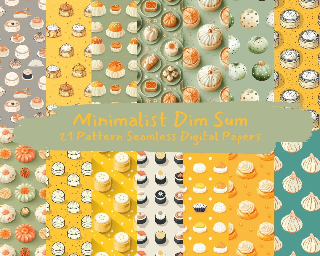 Minimalist Dim Sum Pattern Seamless Digital Papers - Printable ...