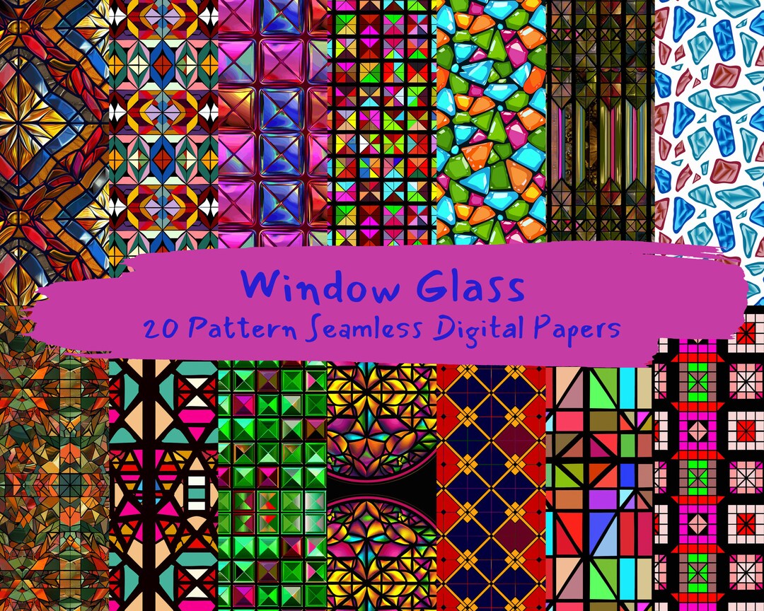 Window Glass Pattern Seamless Digital Papers - Printable Scrapbook ...