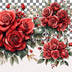 Red Rose Printable Clipart, Png Format, Transparent Background, Instant ...