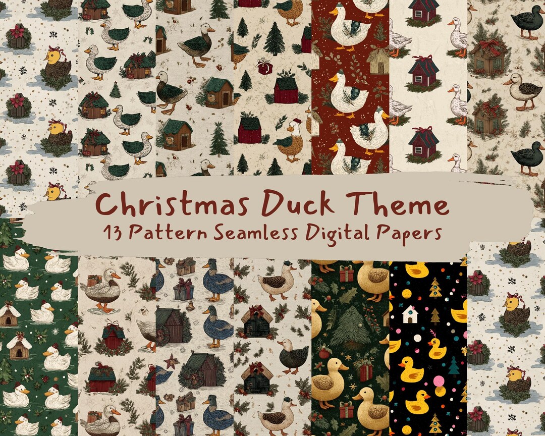 Christmas Duck Theme Pattern Seamless Digital Papers - Printable ...