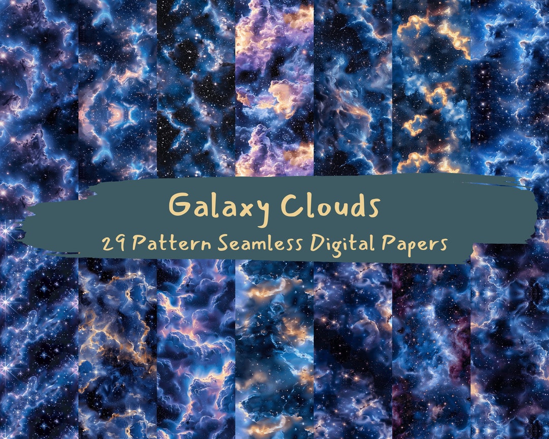 Galaxy Clouds Pattern Seamless Digital Papers - Printable Scrapbook ...