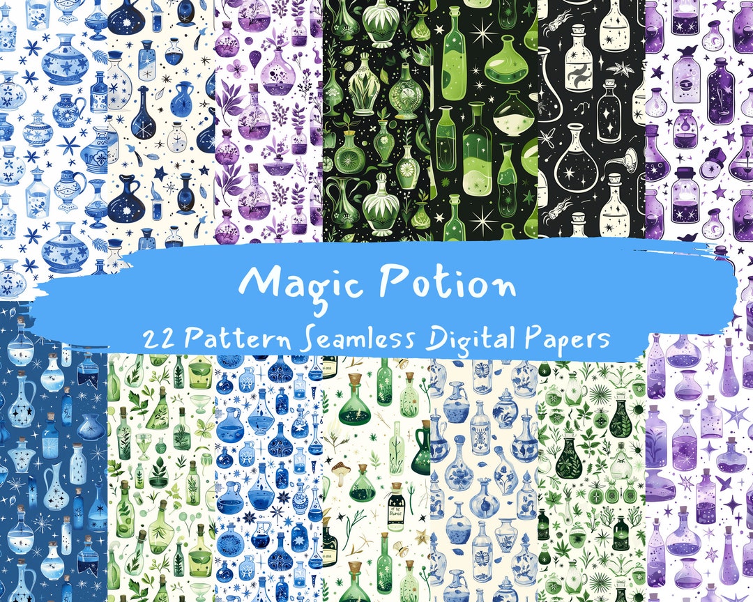 Magic Potion Pattern Seamless Digital Papers - Printable Scrapbook ...