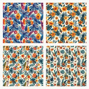 Tropical Summer Paradise Pattern Seamless Digital Papers - Printable ...
