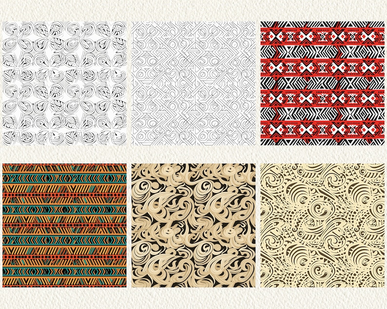 Maori Tribe Pattern Seamless Digital Papers Tile Patterns Printable ...