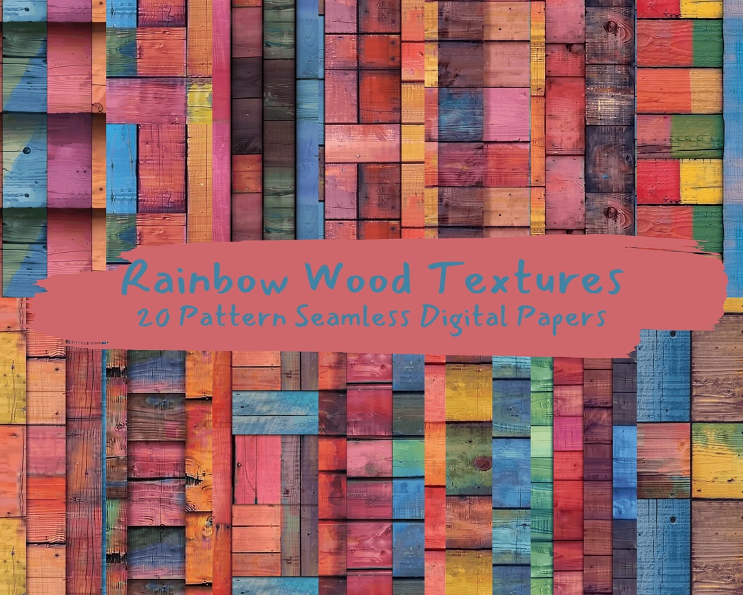 Rainbow Wood Textures Pattern Seamless Digital Papers - Printable ...