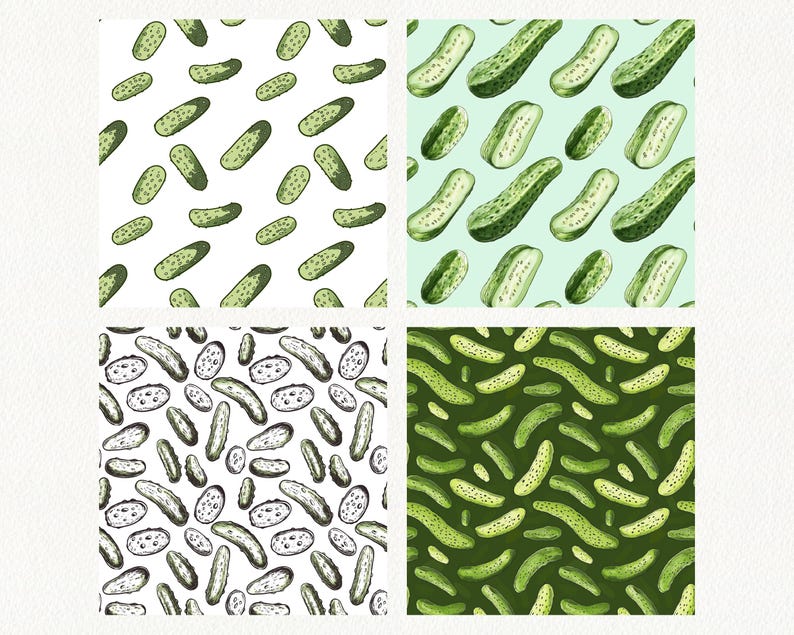 Hand Drawn Pickles Pattern Seamless Digital Papers - Printable ...