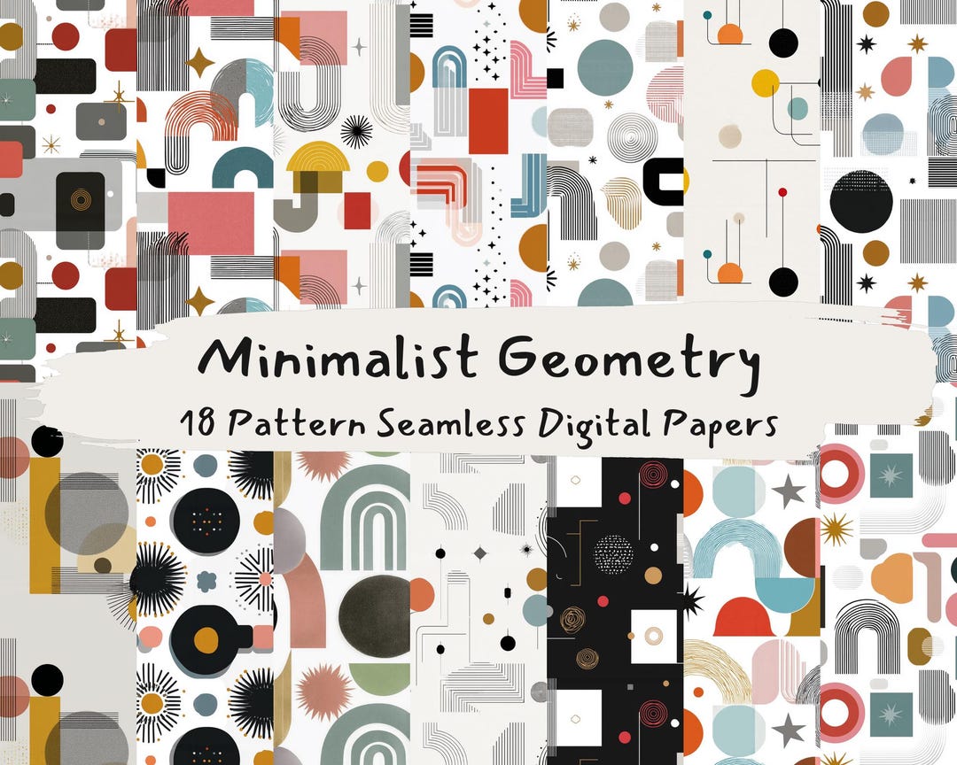 Minimalist Geometry Pattern Seamless Digital Papers - Printable ...