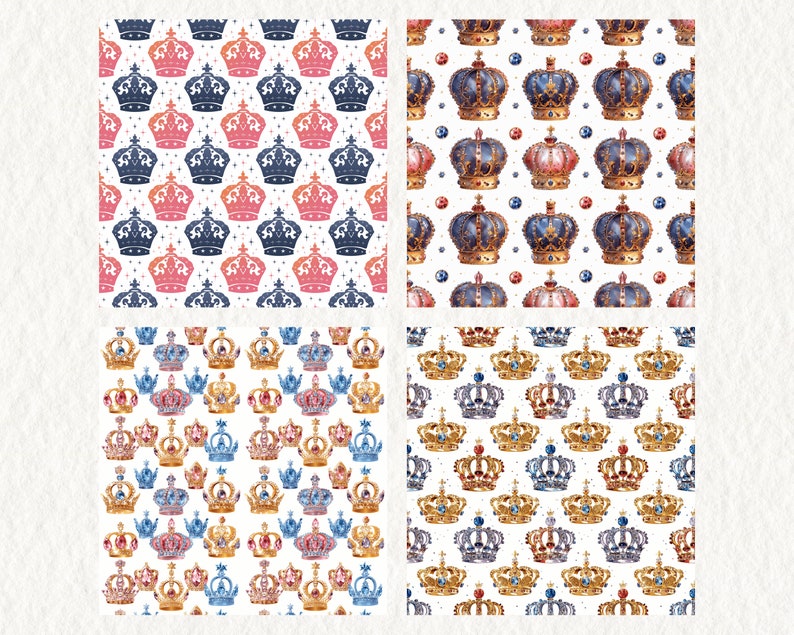 British Crowns Pattern Seamless Digital Papers - Printable Scrapbook ...