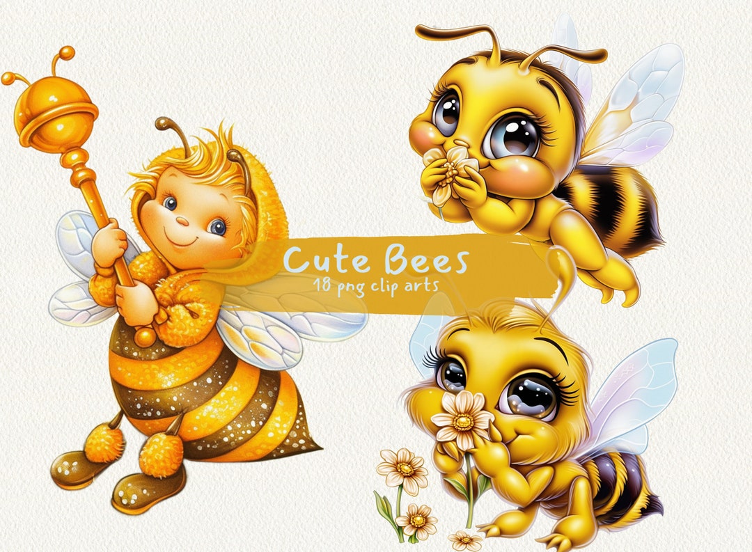 Cute Bees Printable Clipart, Png Format, Transparent Background ...