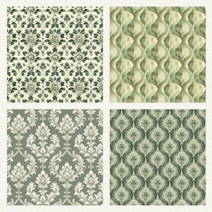 Luxury Sage Green Pattern Seamless Digital Papers - Printable Scrapbook ...