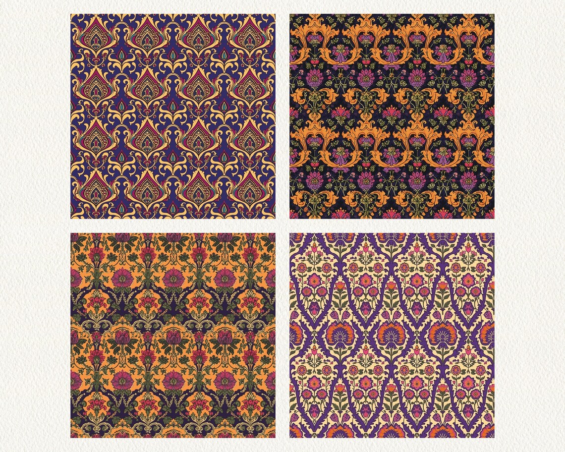 Indian Sari Pattern Seamless Digital Papers - Printable Scrapbook Paper ...