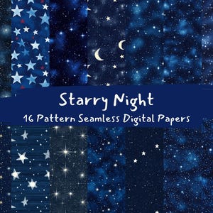 Starry Night Pattern Seamless Digital Papers - Printable Scrapbook ...