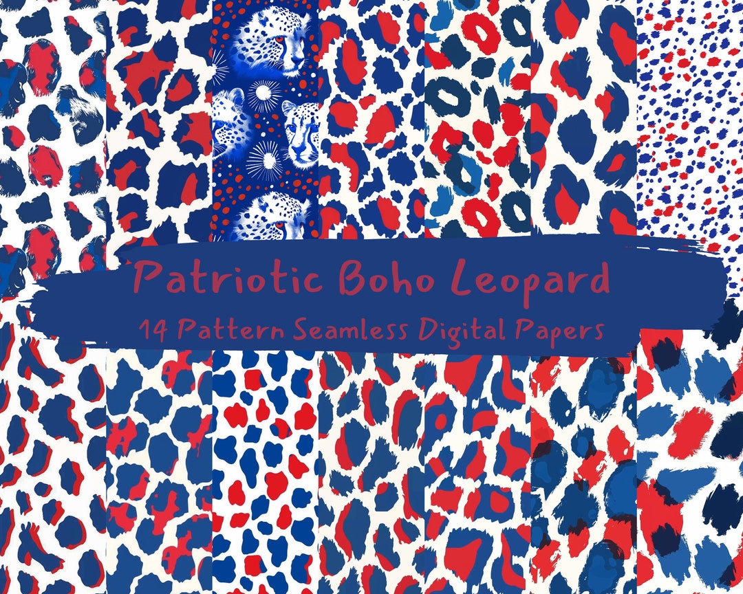 Patriotic Boho Leopard Pattern Seamless Digital Papers - Printable ...