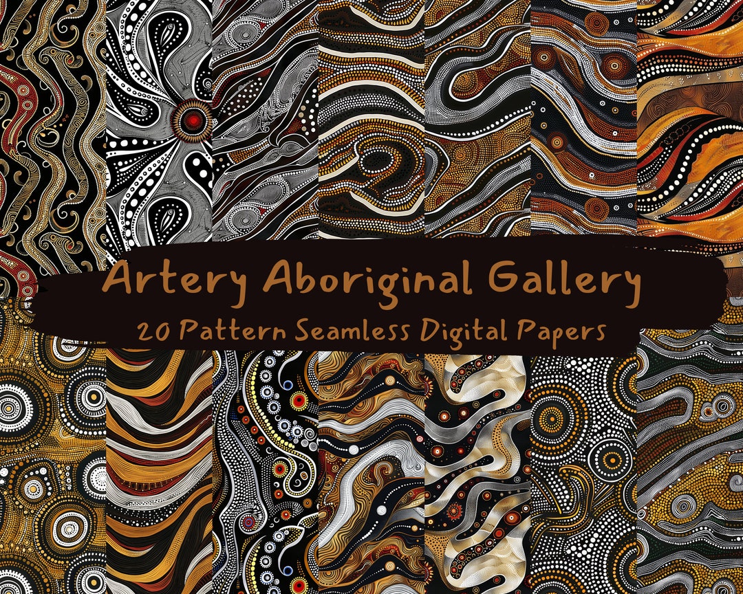 Artery Aboriginal Gallery Pattern Seamless Digital Papers - Printable Scrapbook Paper Instant ...