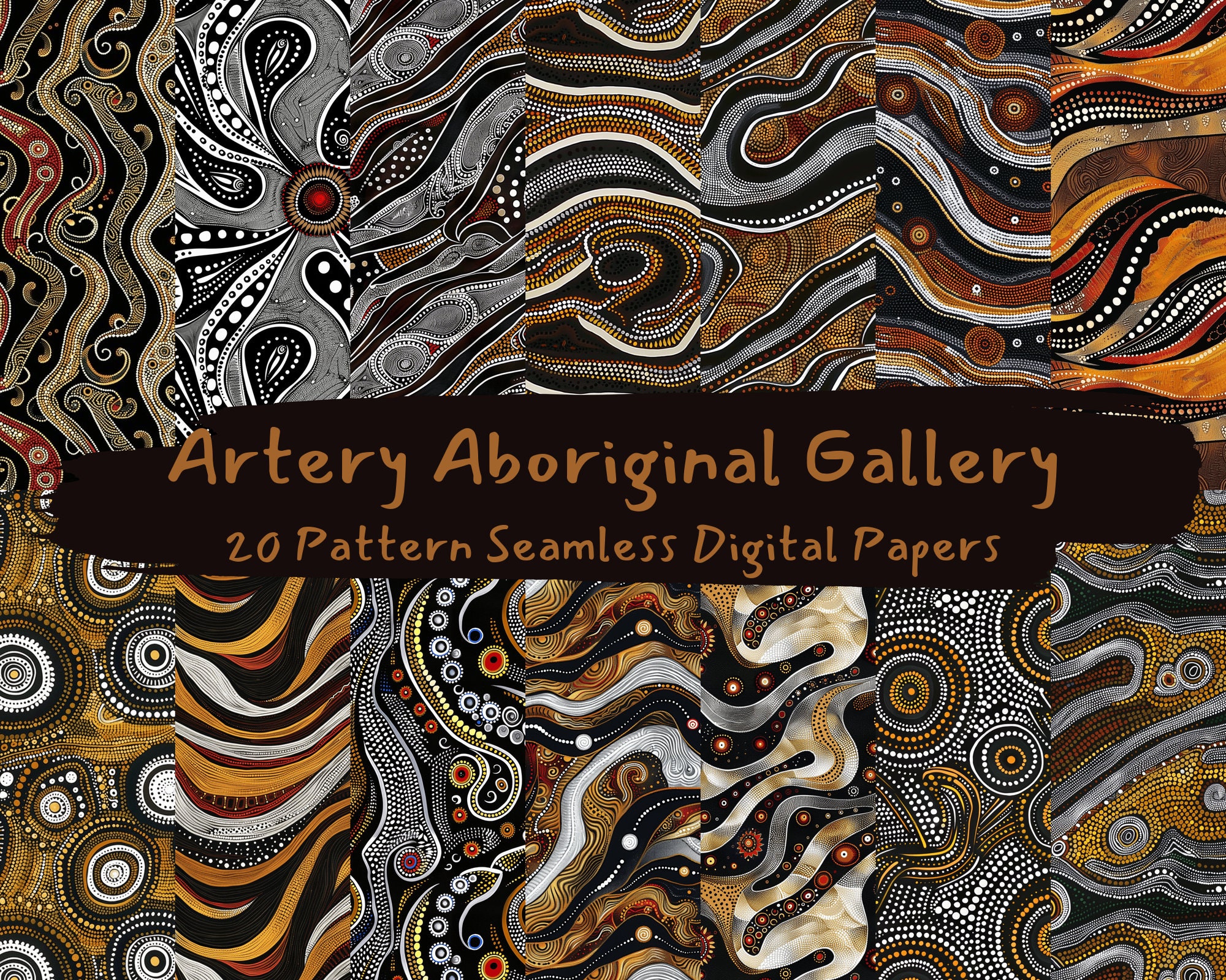 Artery Aboriginal Gallery Pattern Seamless Digital Papers Printable Scrapbook Paper Instant ...