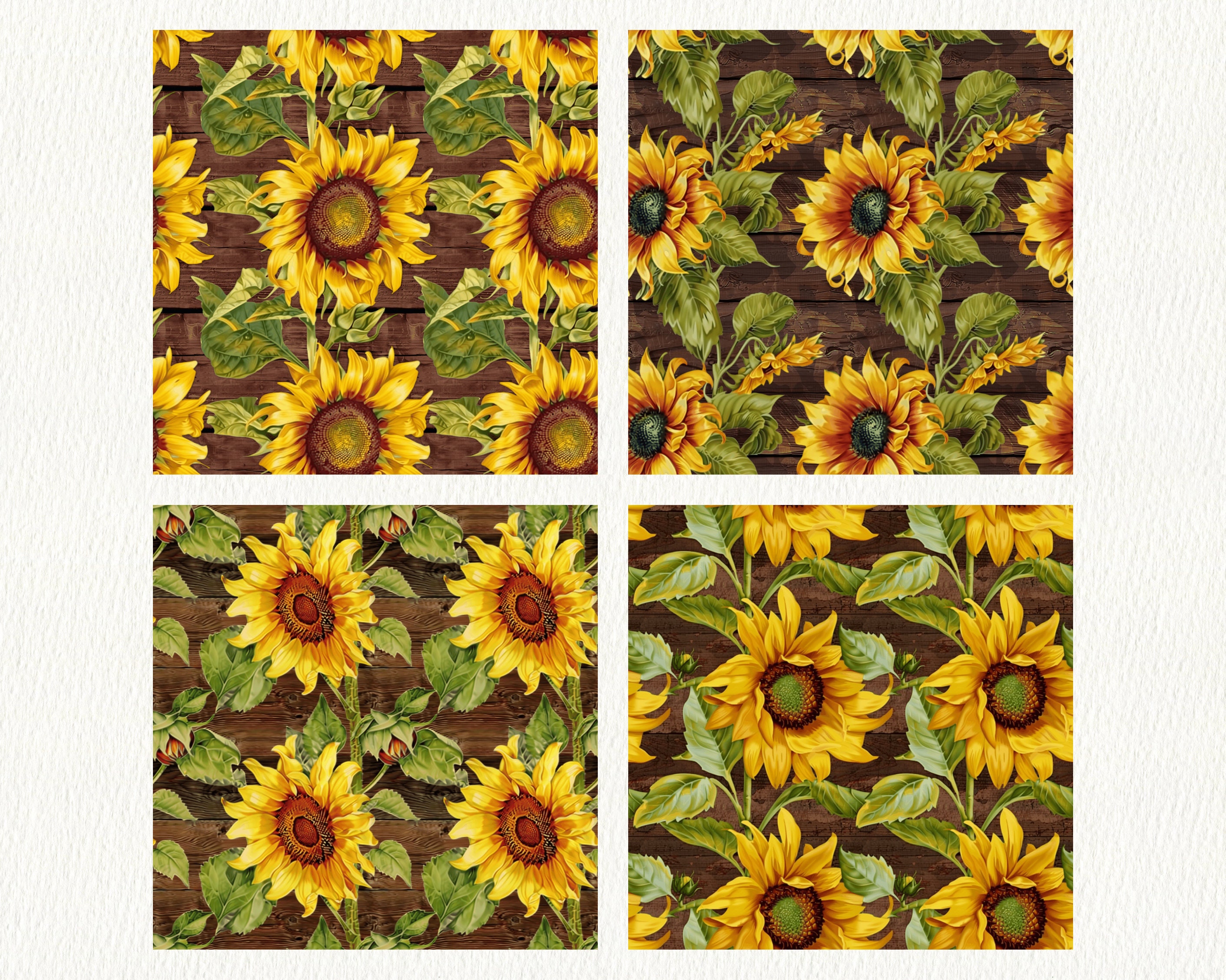Vintage Sunflower Pattern Seamless Digital Papers Printable Scrapbook ...