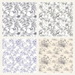 Elegant Floral 2 Pattern Seamless Digital Papers - Printable Scrapbook ...