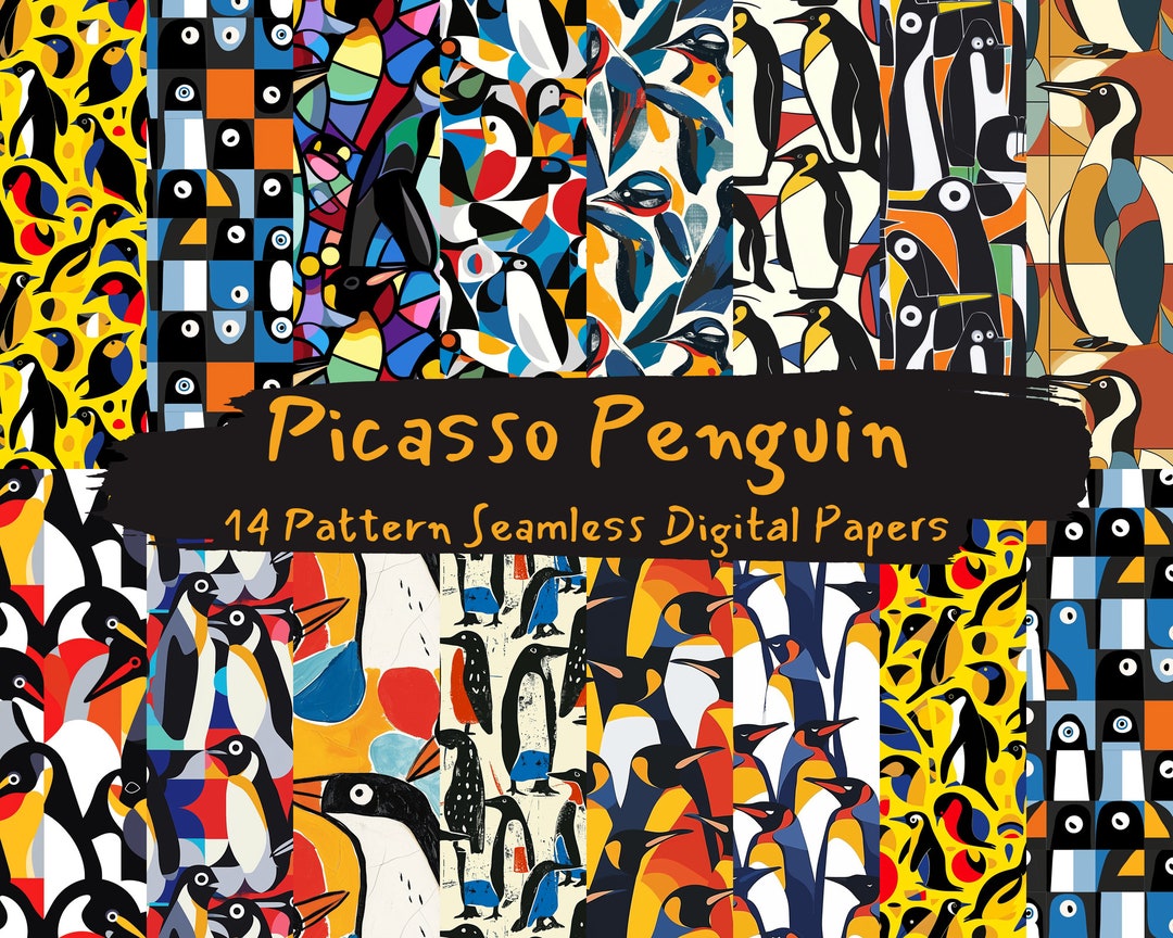 Picasso Penguin Pattern Seamless Digital Papers - Tile Patterns ...