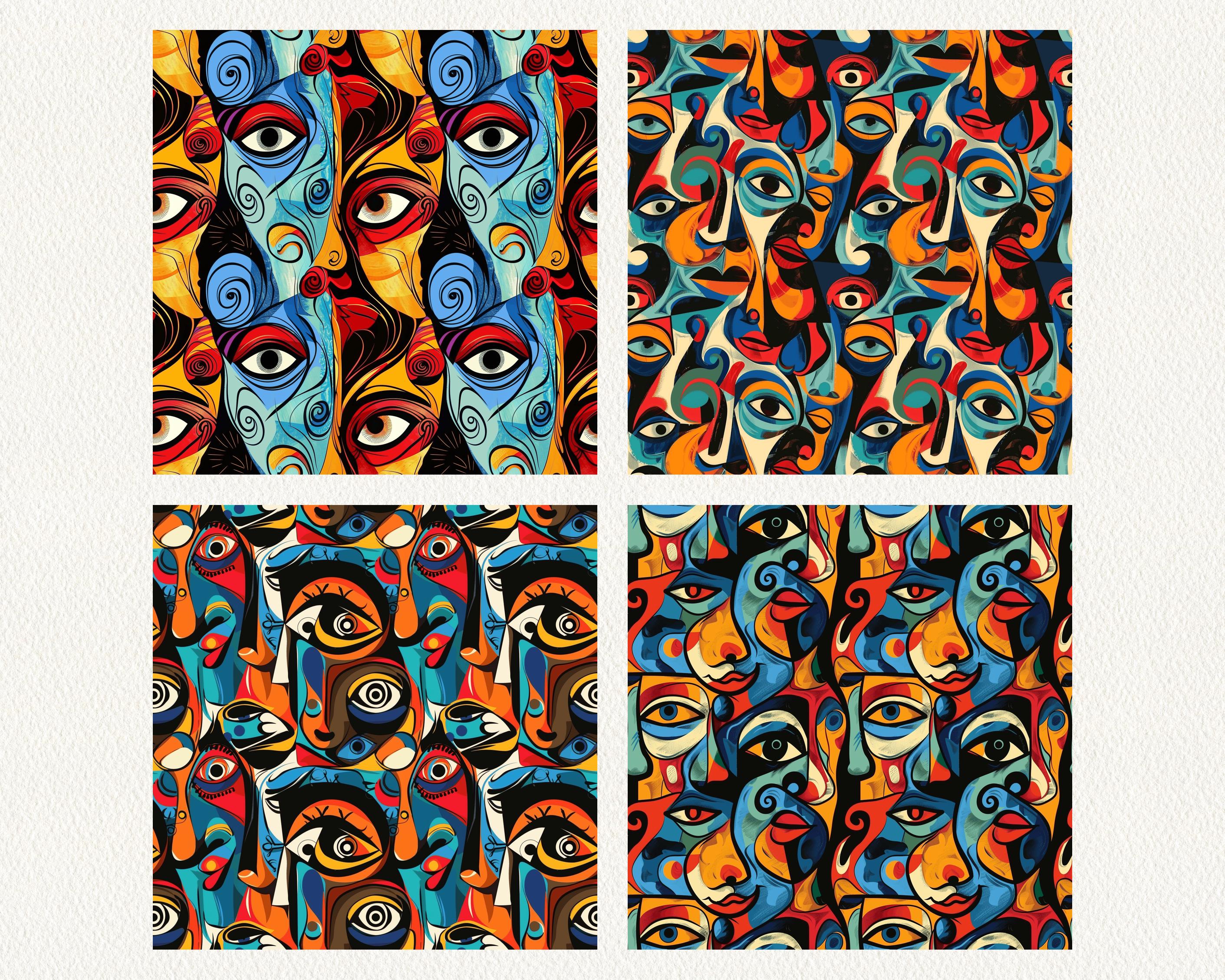Picasso Art Pattern Seamless Digital Papers - Printable Scrapbook Paper ...