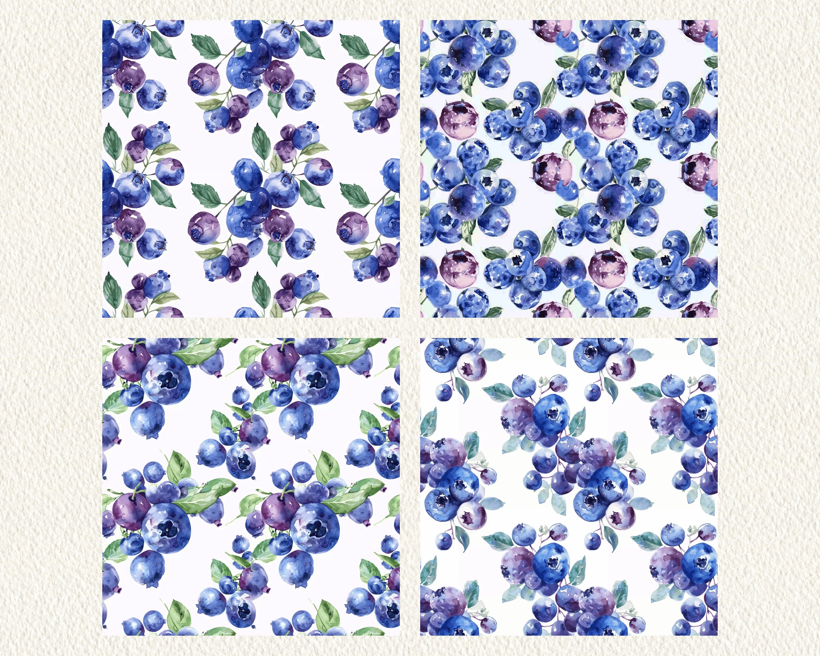 Watercolor Blueberry Pattern Seamless Digital Papers Printable ...