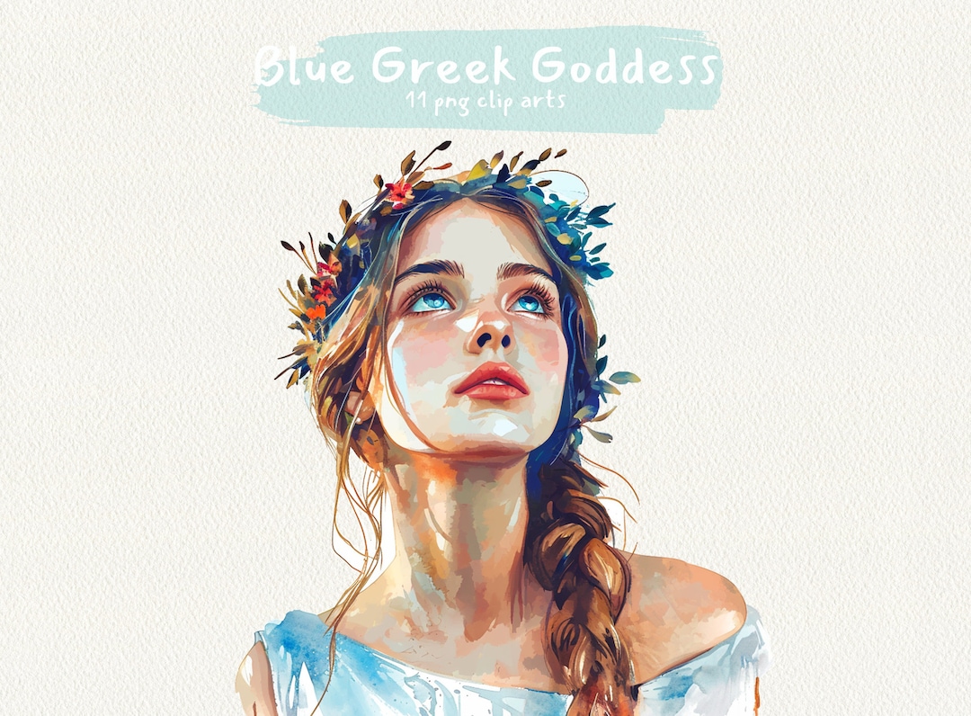 Blue Greek Goddess Digital Printable Clipart Bundle in PNG Format ...