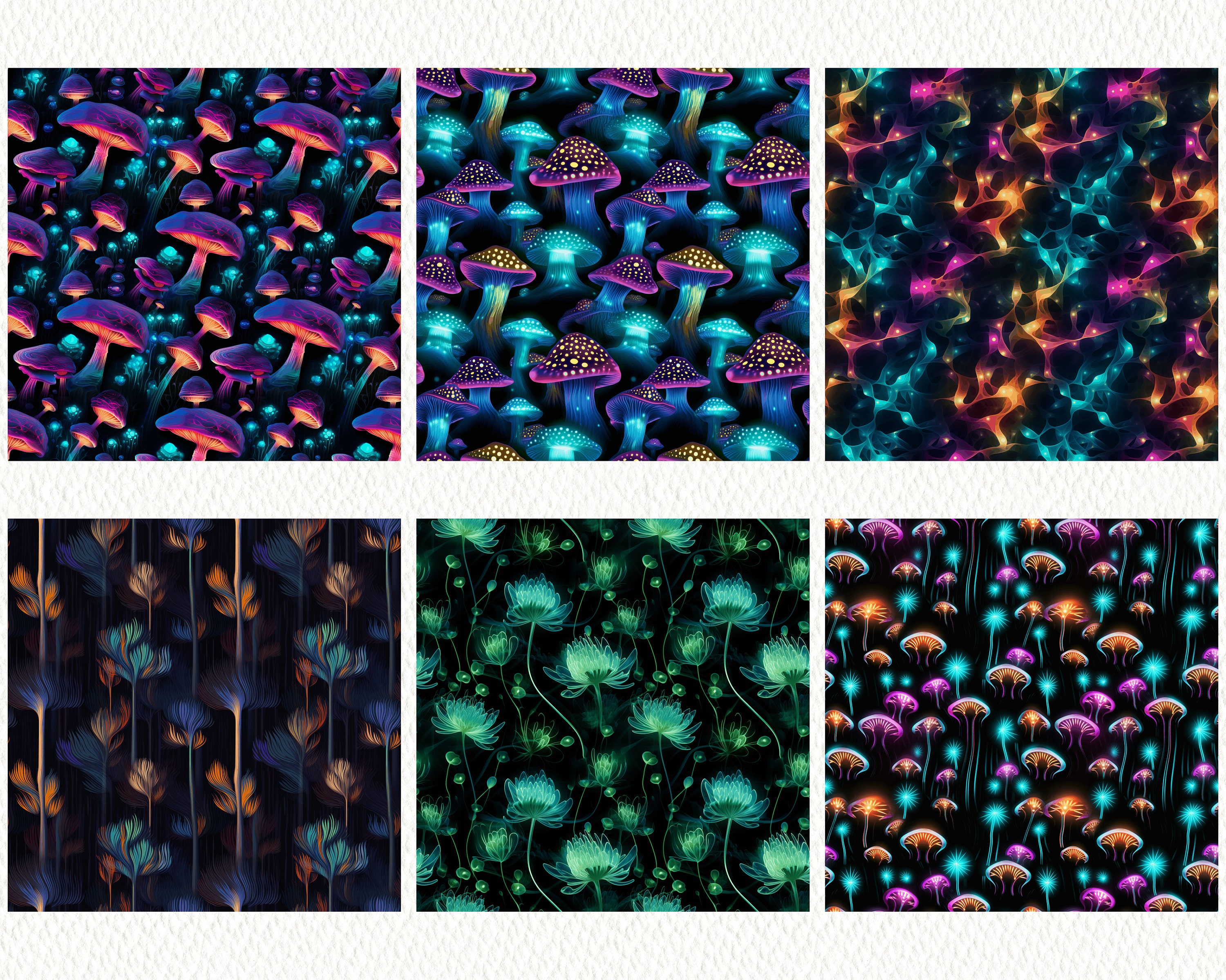 Bioluminescent Glow Pattern Seamless Digital Papers Tile Patterns ...