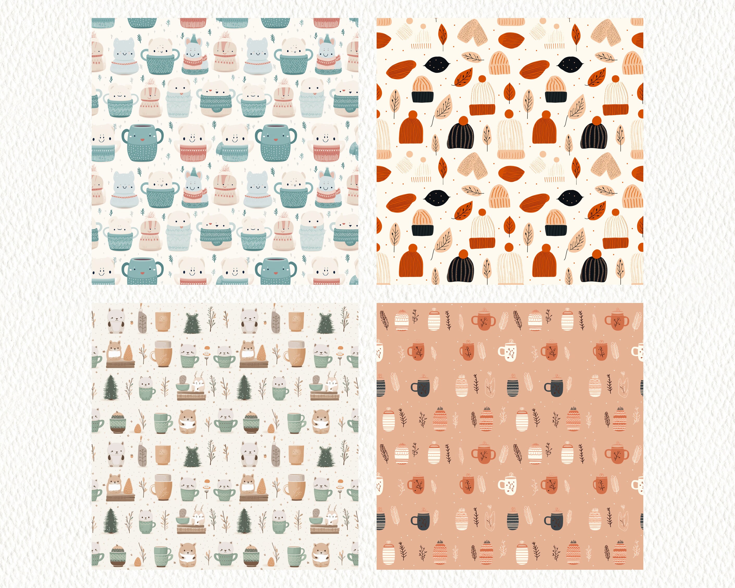 Warm and Cozy Pattern Seamless Digital Papers Tile Patterns Printable ...