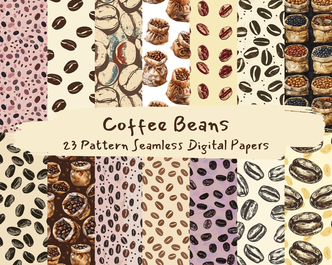 Coffee Beans Pattern Seamless Digital Papers - Printable Scrapbook ...
