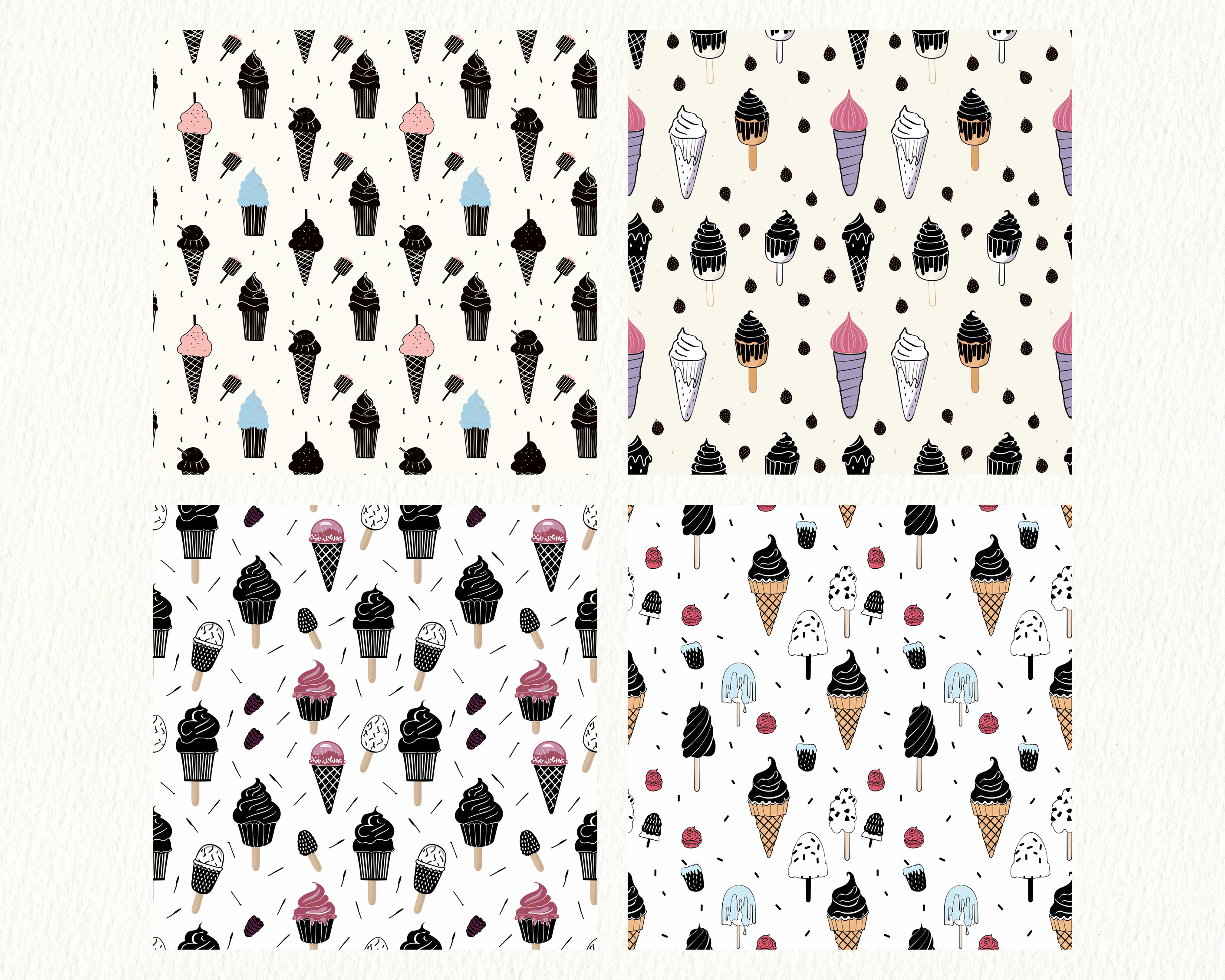 Ice Cream and Cupcakes Pattern Seamless Digital Papers - Printable ...