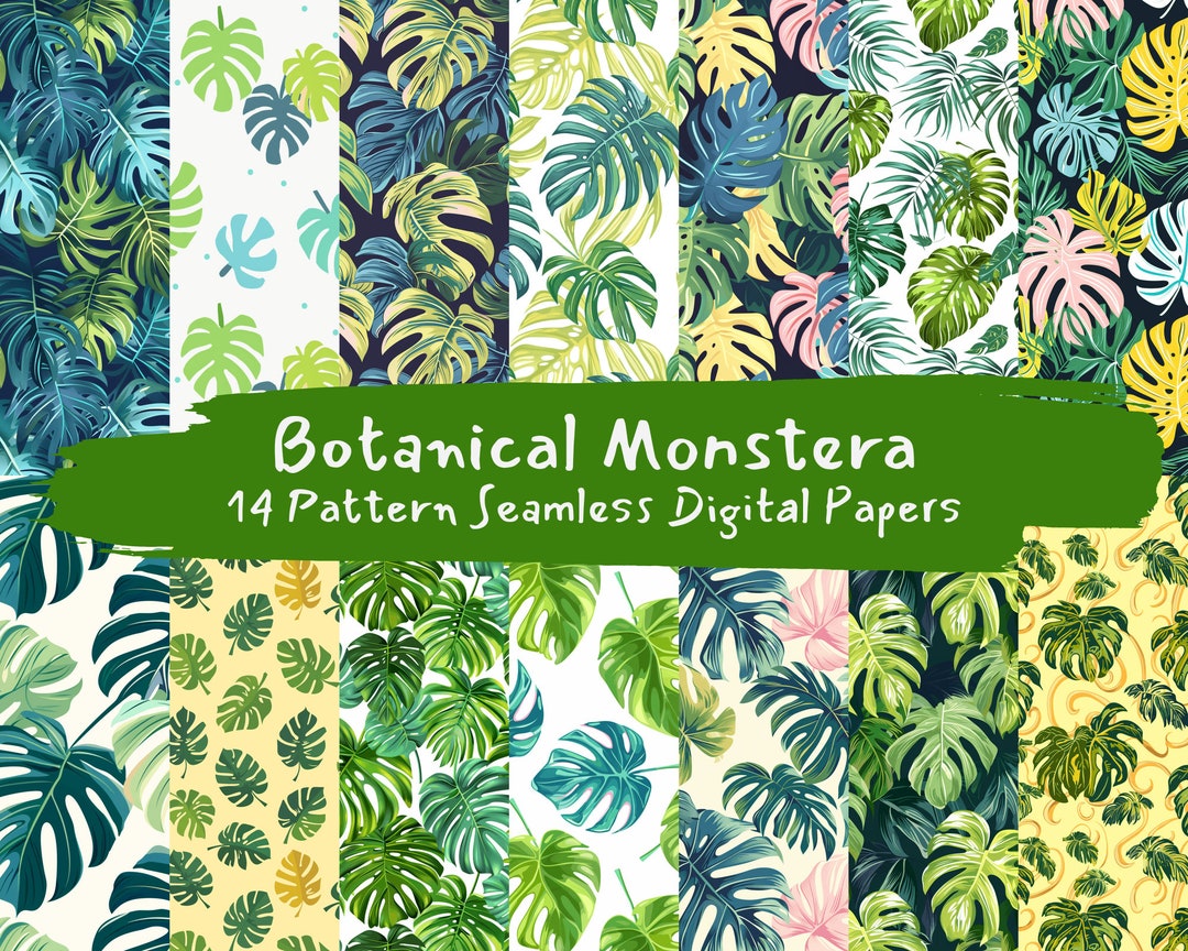 Botanical Monstera Pattern Seamless Digital Papers - Printable ...