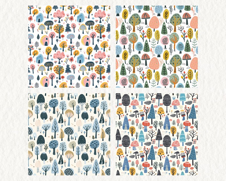 Hip Forest Biome Pattern Seamless Digital Papers - Printable Scrapbook ...