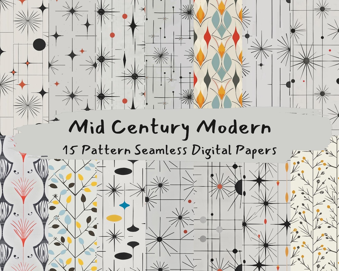 Mid Century Modern Pattern Seamless Digital Papers - Printable ...