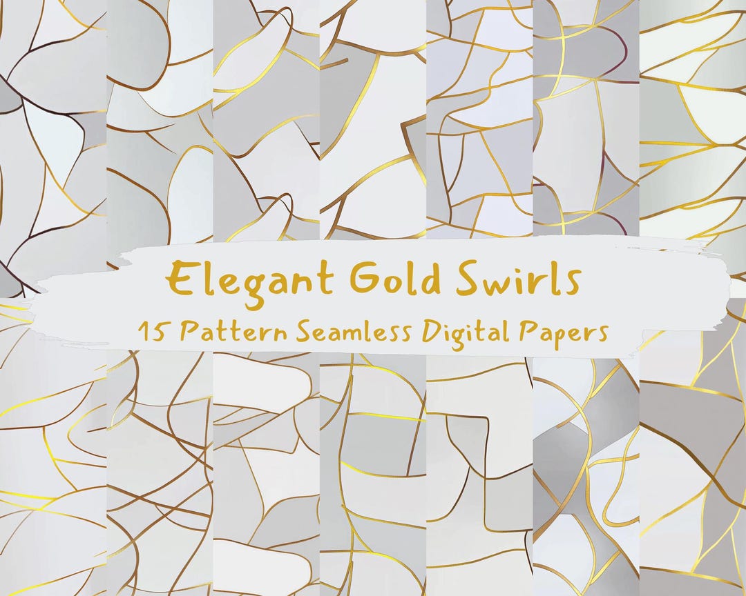 Elegant Gold Swirls Pattern Seamless Digital Papers - Printable ...